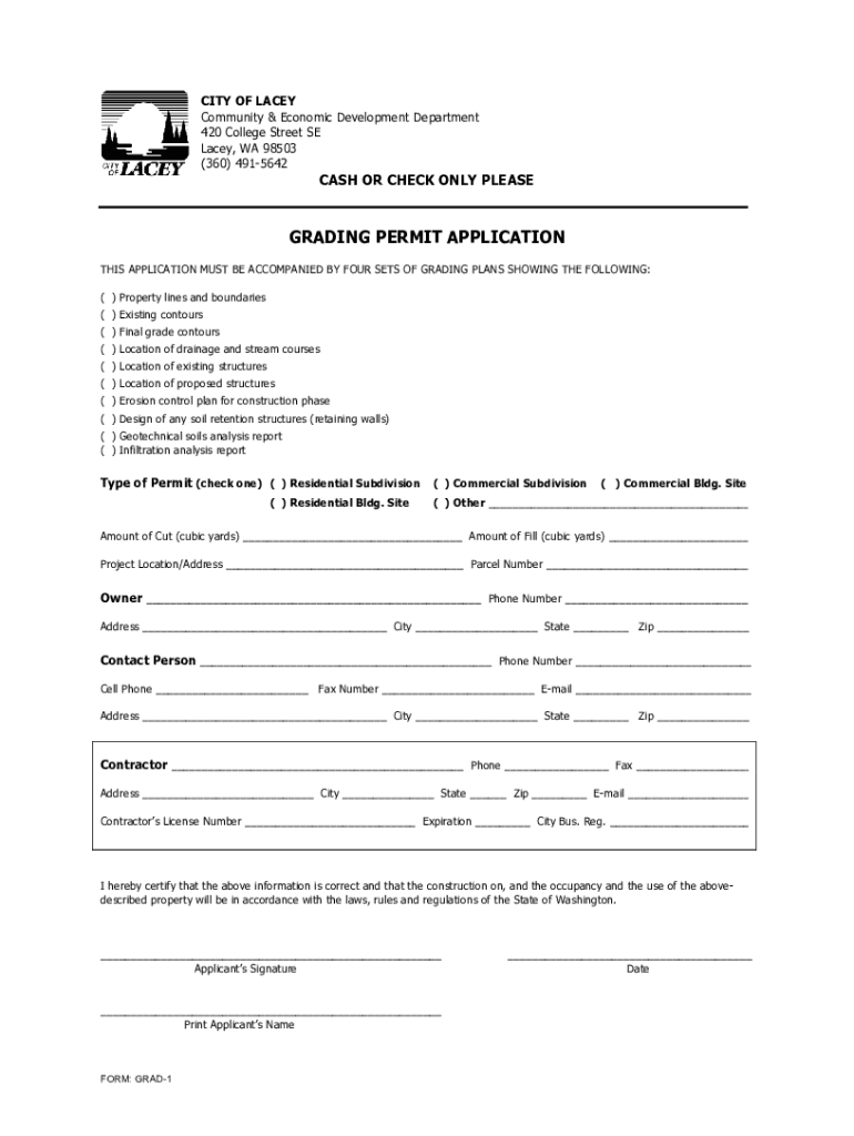 Fillable Online GRAD-1GradingPermitApplication. GRAD-1GradingPermitApplication Fax Email Print ...
