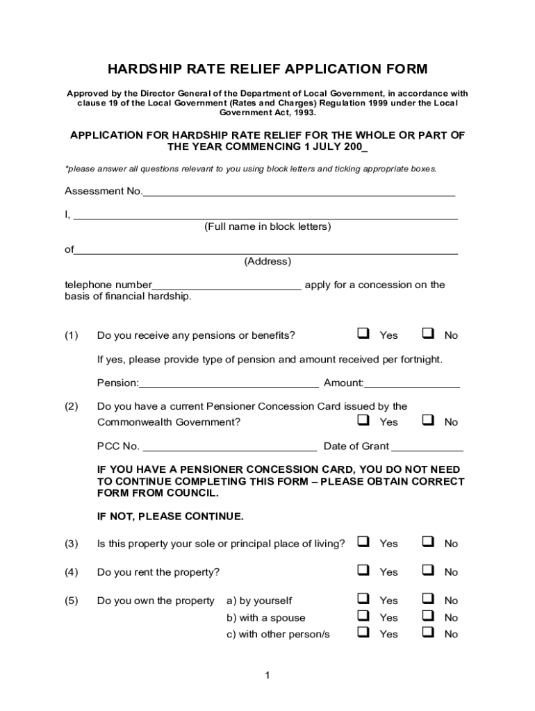 Fillable Online 04-27 Hardship Rate Relief Application Form. 04-27 ...