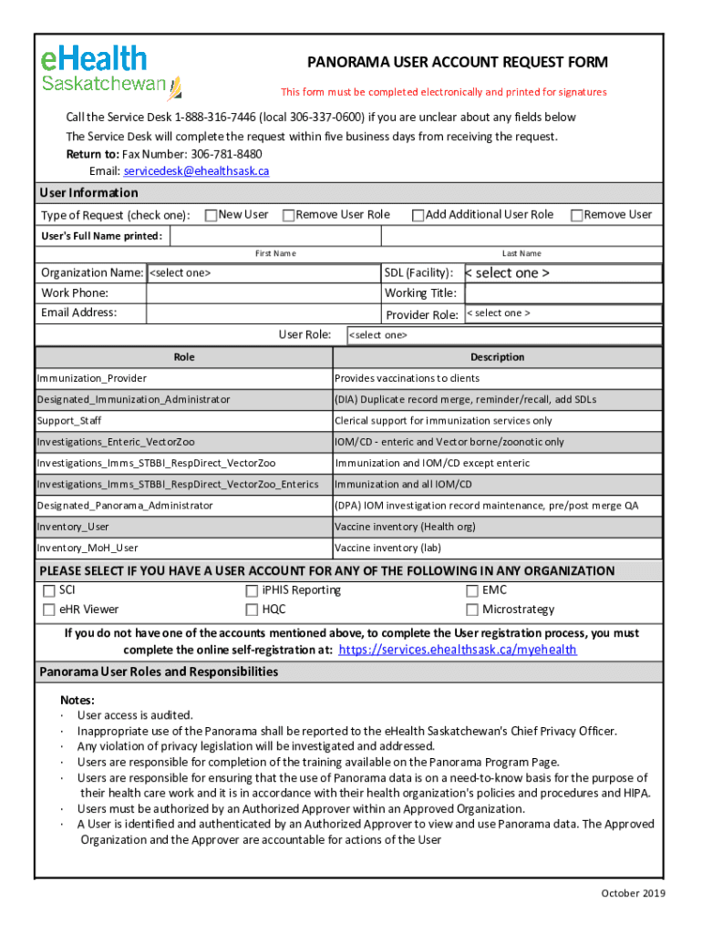 Fillable Online Panorama - Account Request Form Fax Email Print - pdfFiller