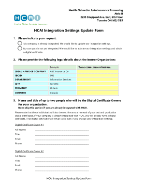 Fillable Online HCAI Integration Settings Update Form Fax Email Print ...