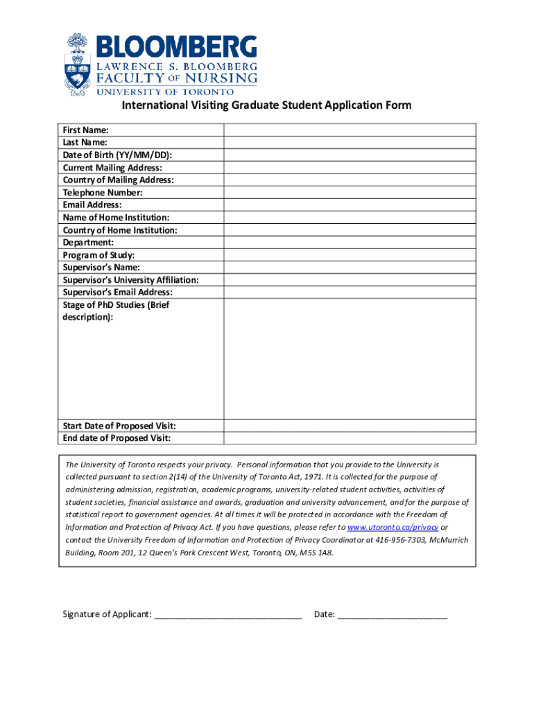 Fillable Online International Visiting Graduate Student Application Form Fax Email Print - pdfFiller
