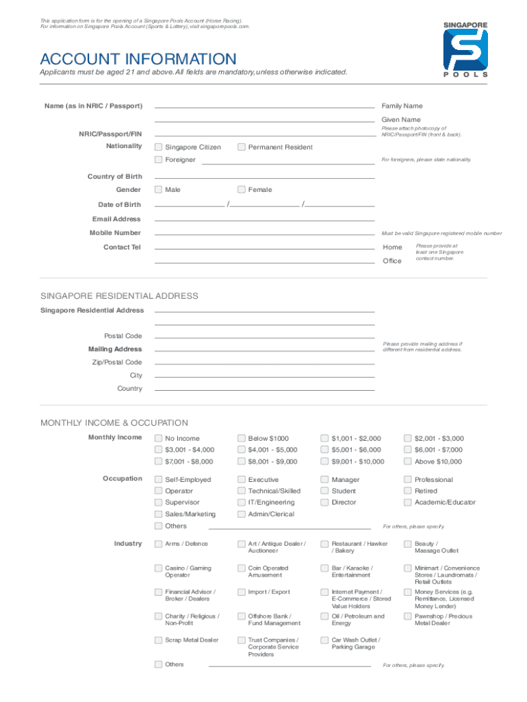 Fillable Online Setting up an Online Singapore Pools Account (Simple 4-Step ... Fax Email Print ...