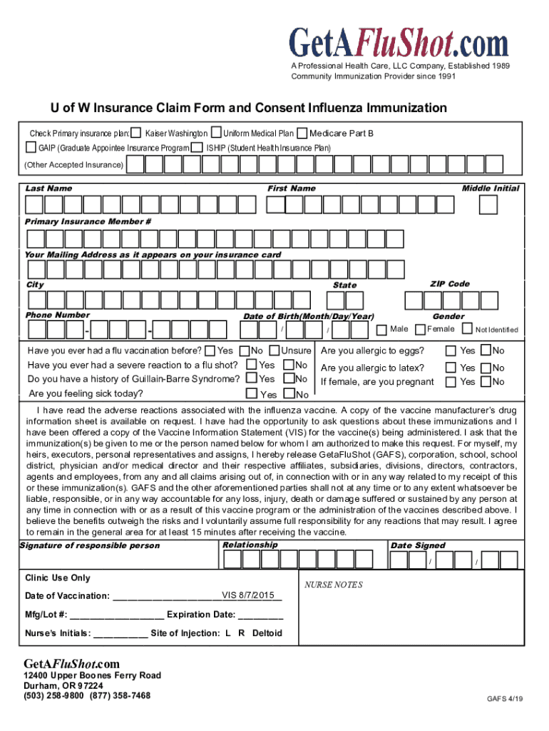 Fillable Online Employee Insurance Claim Form and Consent ... - The ...