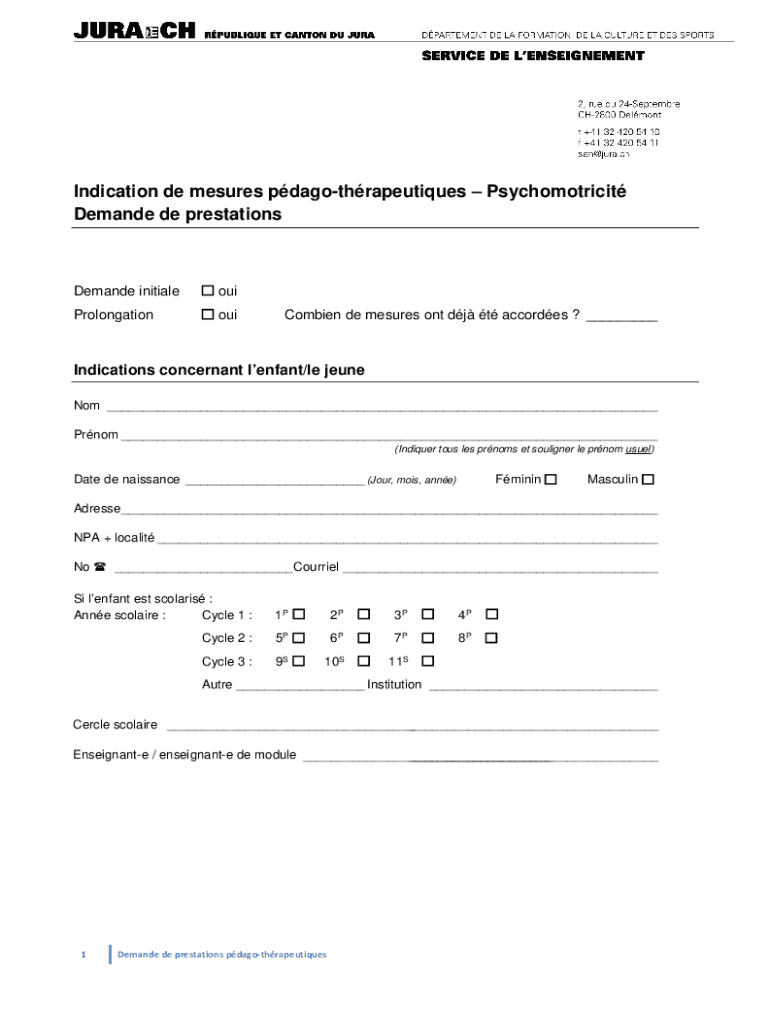 Remplissable En Ligne Modalits de prise en chargepsychomotricien Fax Email Imprimer - pdfFiller