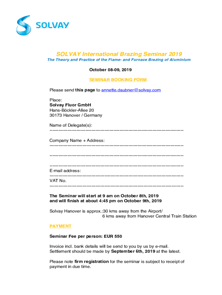 Fillable Online Fillable Online Solvay Registration Form 2018 Fax Email ...