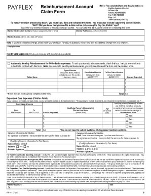 Fillable Online PayFlex - Reimbursement Account Claim Form Fax Email ...