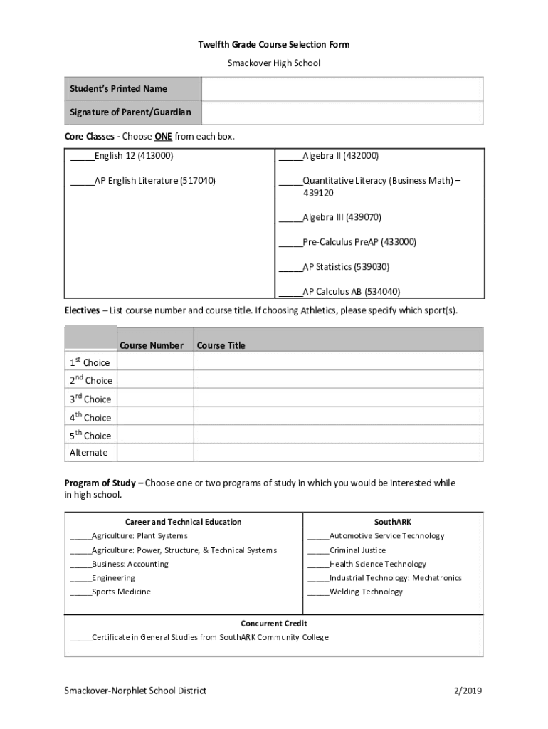 Fillable Online Signature of Parent/Guardian Core Classes - ONE Fax ...