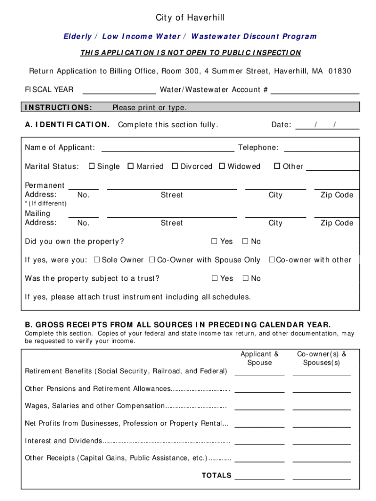 Fillable Online WATER/WASTEWATER BILLING - Welcome to Haverhill ...