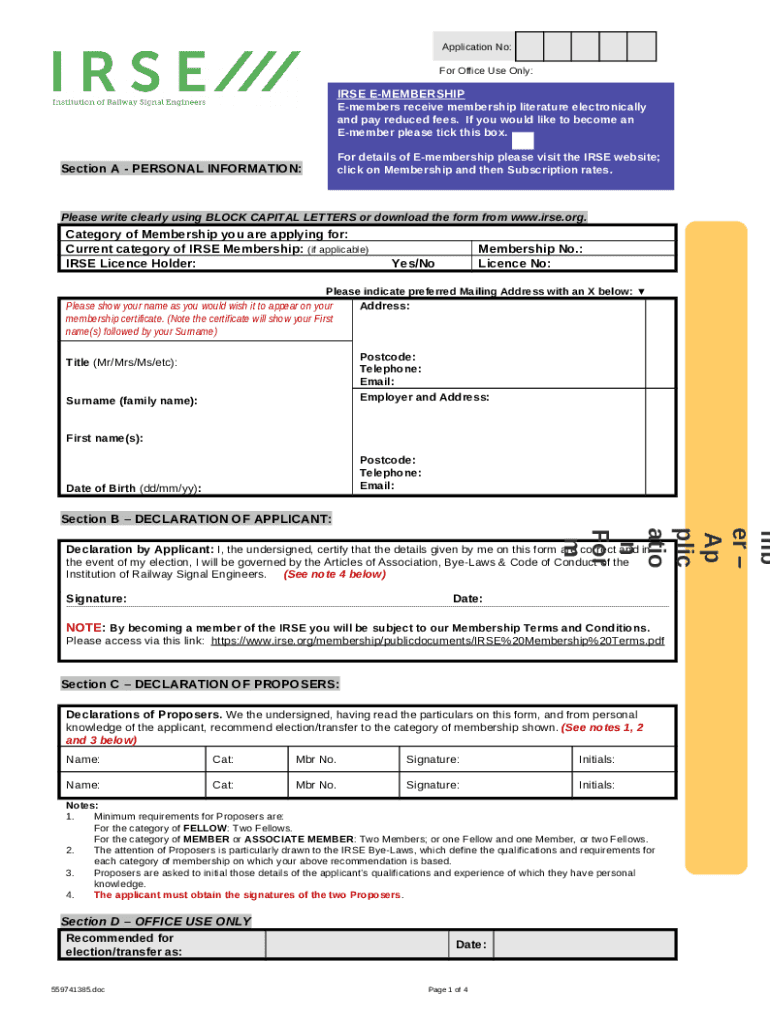 Section A - PERSONAL INATION (to be completed by ALL applicants) Doc Template | pdfFiller