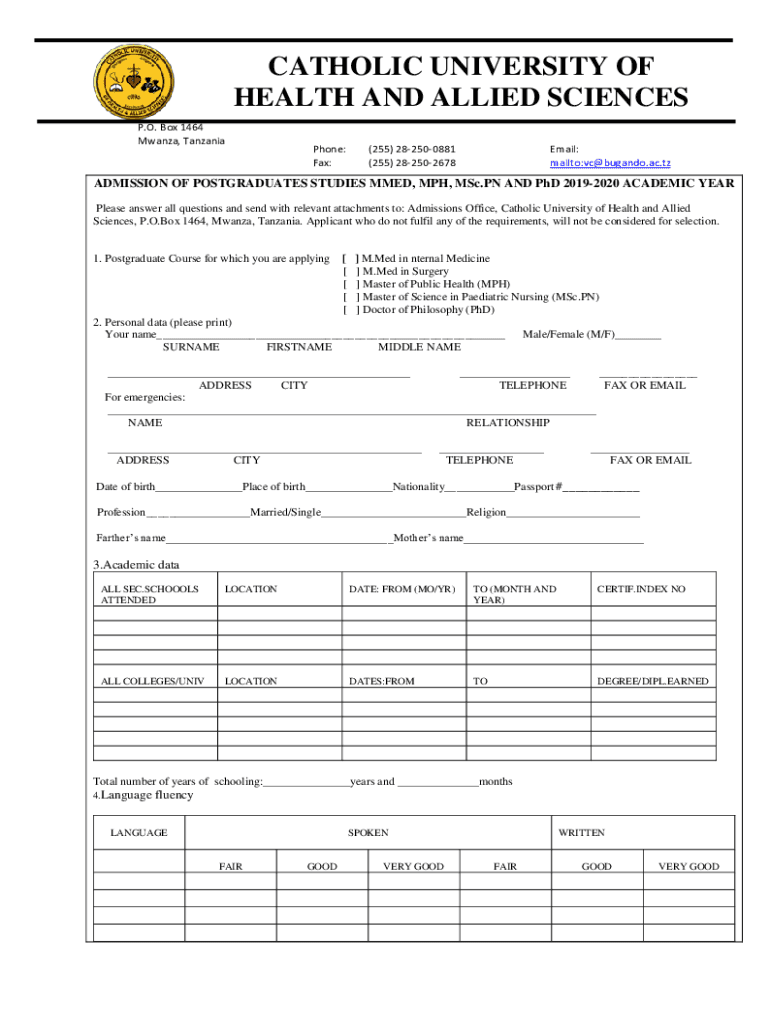 Fillable Online bugando ac Fillable Online bugando ac Application Form ...
