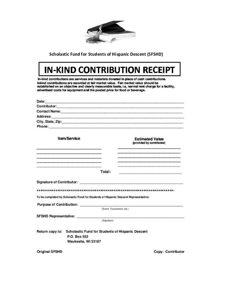 Fillable Online SFSHD.org In-Kind Donation Form Fax Email Print - pdfFiller