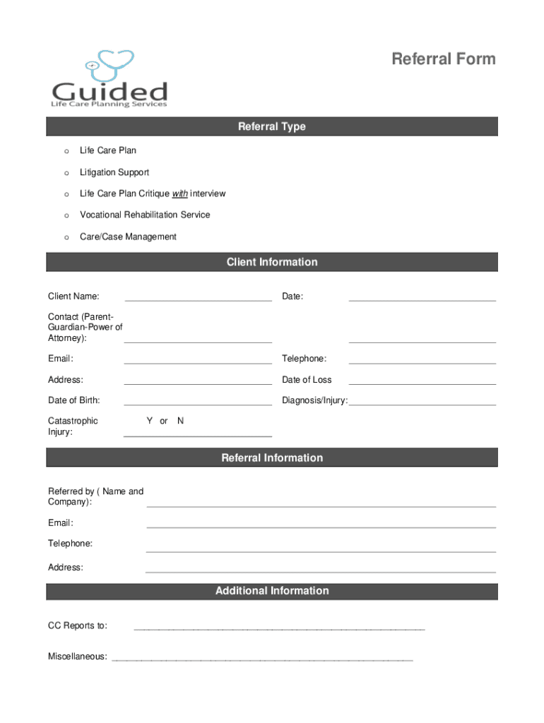 Fillable Online Service Referral Form - Innovative Claims Strategies ...