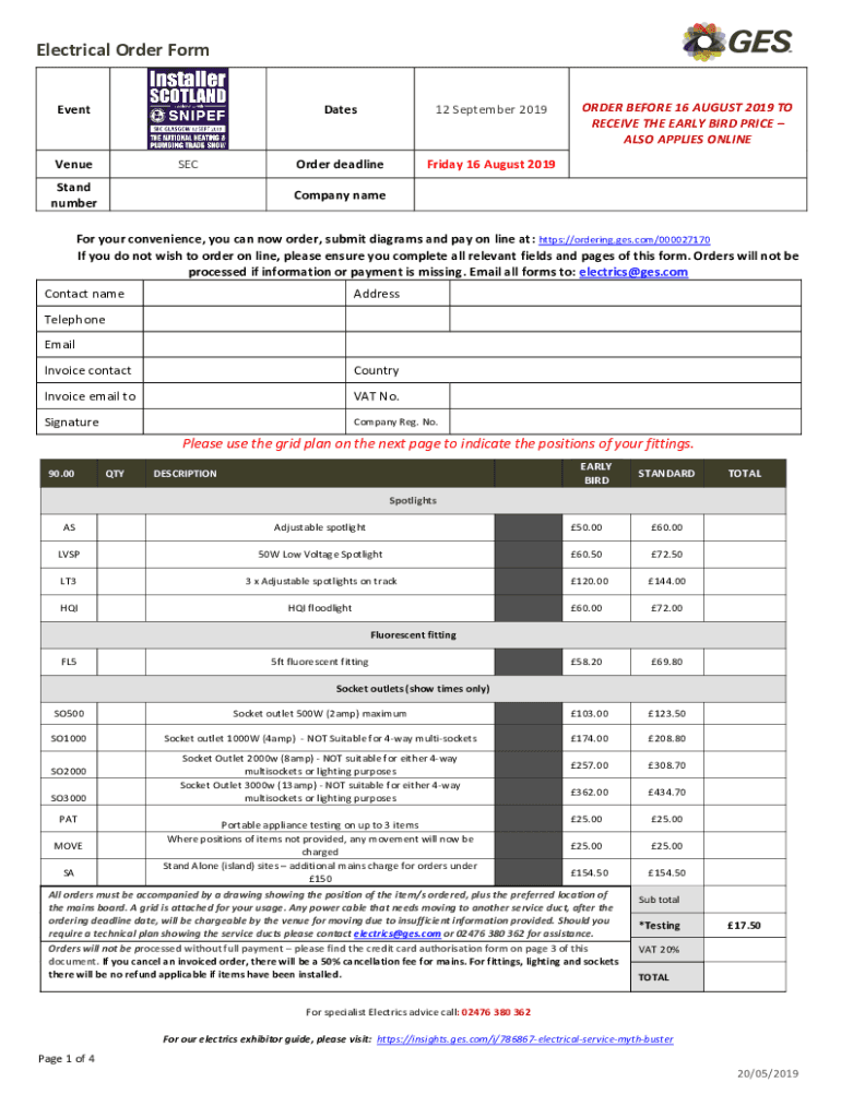 Fillable Online Electrical Work Order / Invoice - Windy City Forms Fax ...