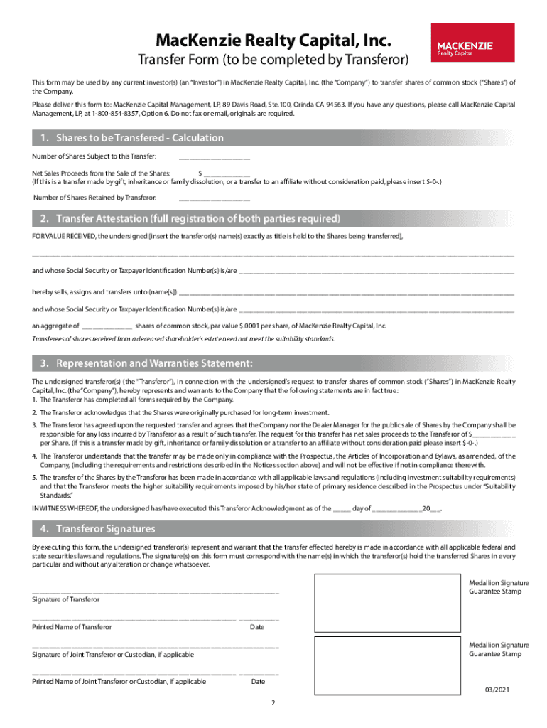 Fillable Online MacKenzie Realty Capital, Inc. Fax Email Print - pdfFiller