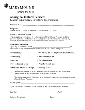 Fillable Online Aboriginal Cultural serv consent form Fax Email Print ...