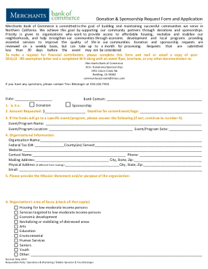 Fillable Online Donation and Sponsorship Request Form and Application ...