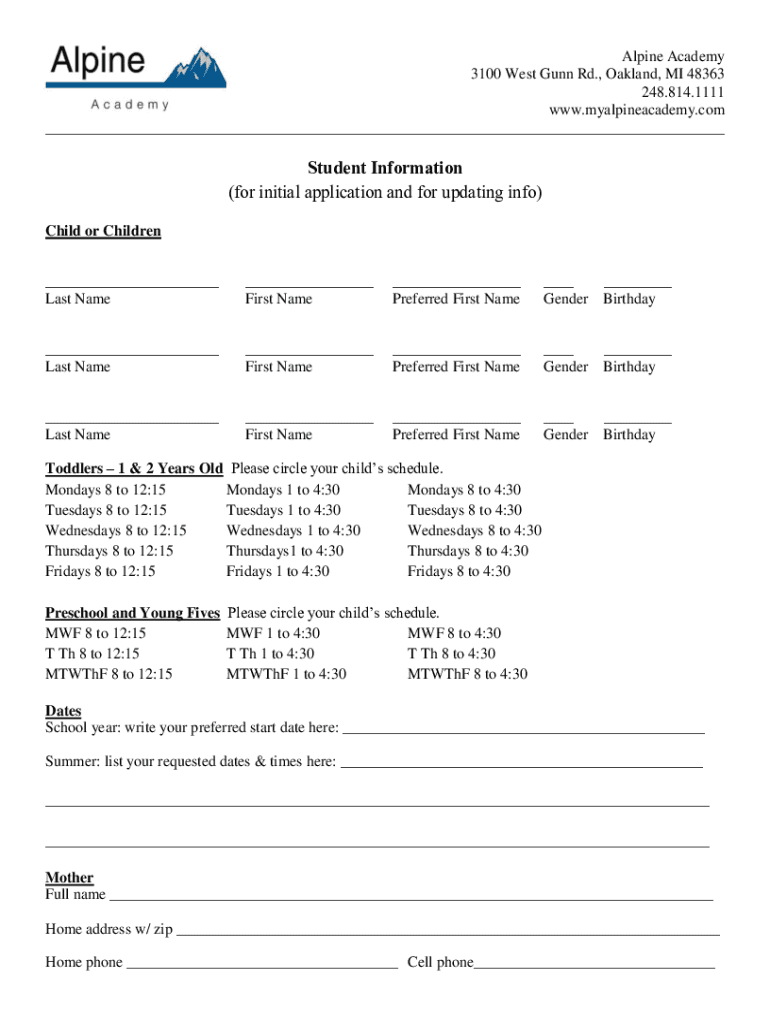 Fillable Online Alpine AcademyTherapeutic boarding school for girls and ...