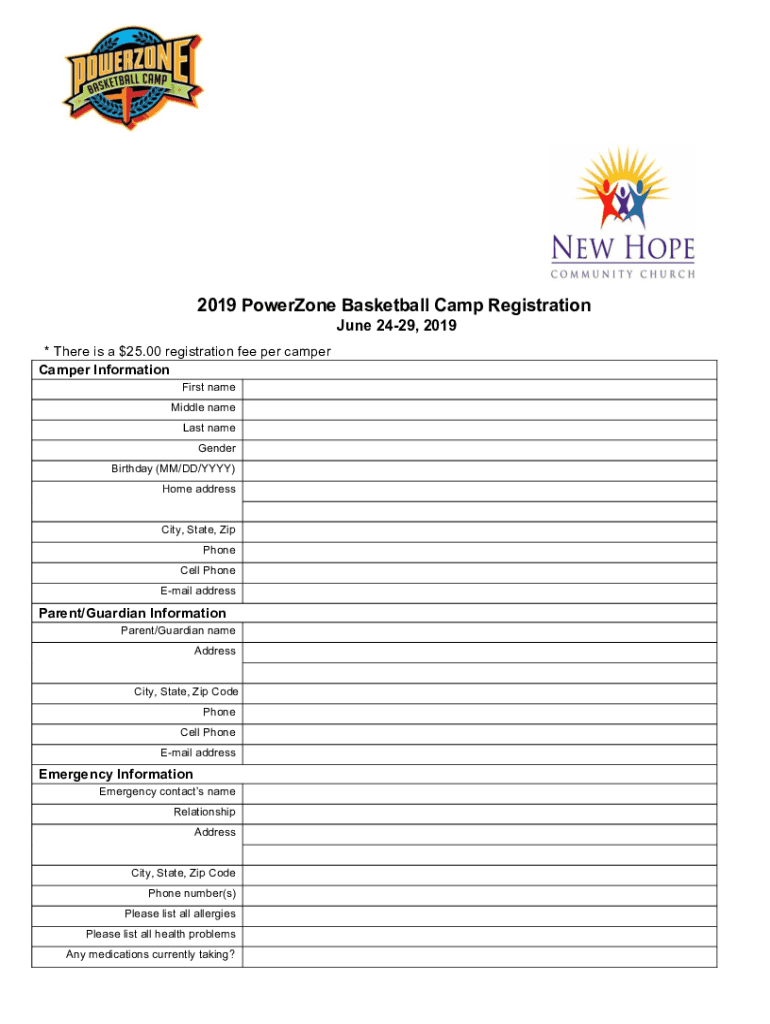 Fillable Online Basketball Camp Registration Template - PDF Templates ...