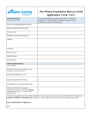 Fillable Online The Wilson Foundation Bursary Fund Application Form ...