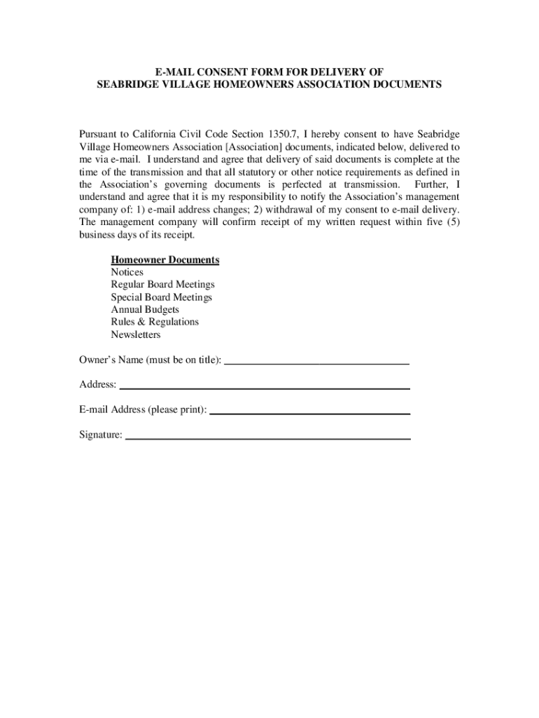 Fillable Online E-mail Consent Form.doc Fax Email Print - pdfFiller