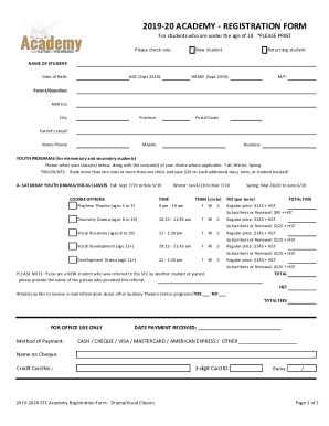 Fillable Online 2019-20 ACADEMY - REGISTRATION FORM Fax Email Print - pdfFiller