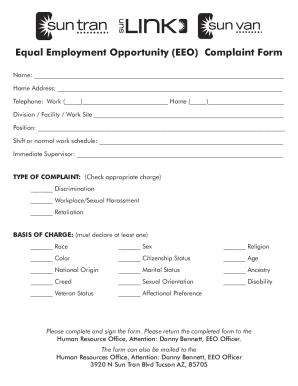 Fillable Online Equal Employment Opportunity (EEO) Complaint Form ...
