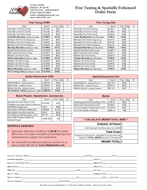 Fillable Online Fine Tuning & Spatially Enchanced Order Form Fax Email ...
