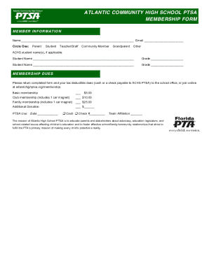 Fillable Online Atlantic High school PTSA Membership Form 05102016.docx ...