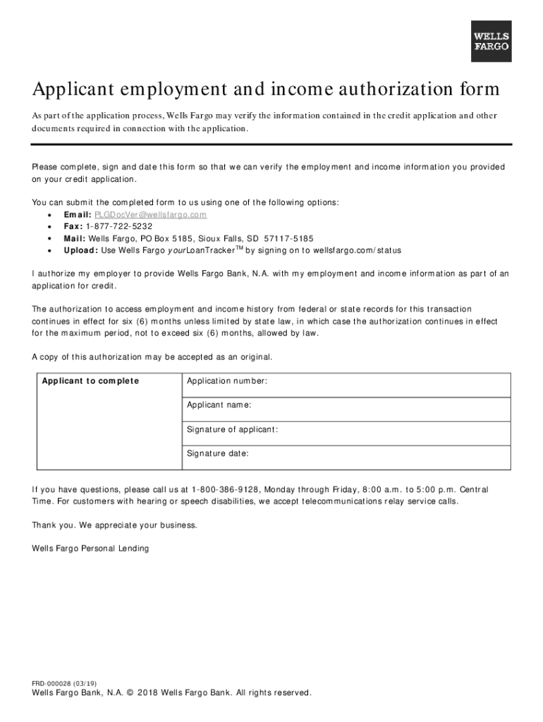 Fillable Online Applicant employment and income authorization form Fax ...