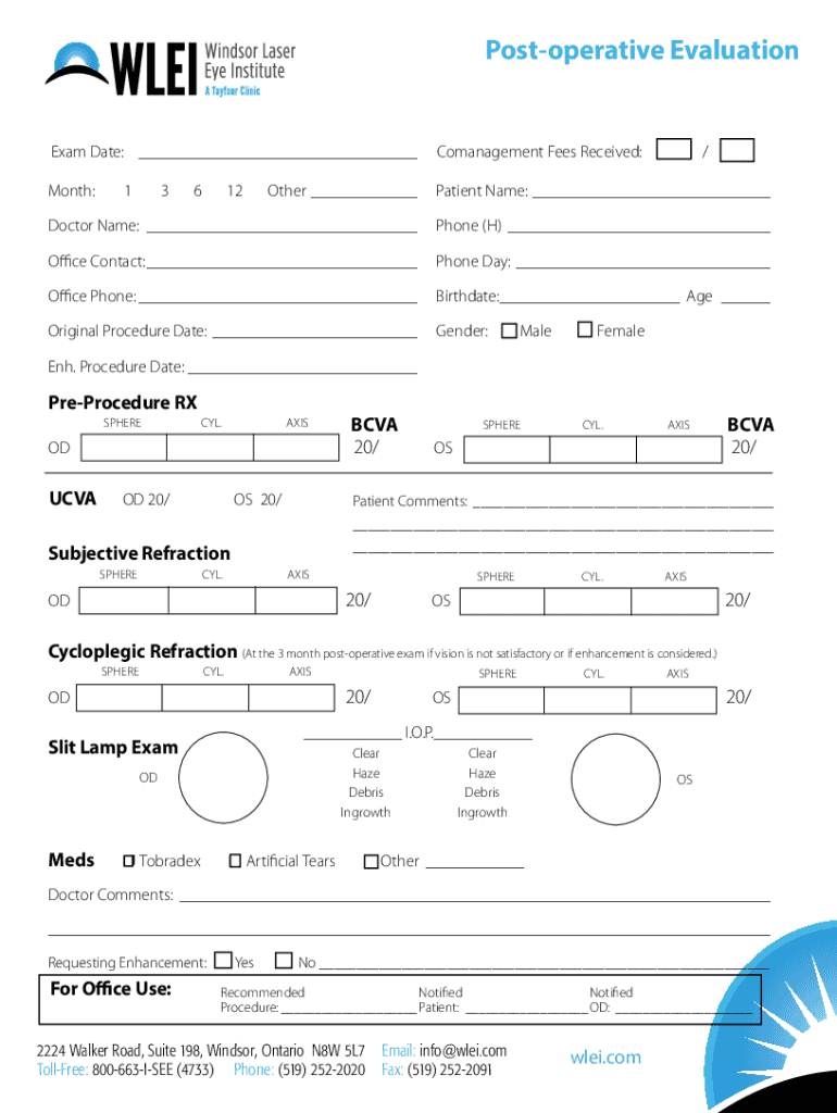 Fillable Online Post-operative Evaluation Fax Email Print - pdfFiller