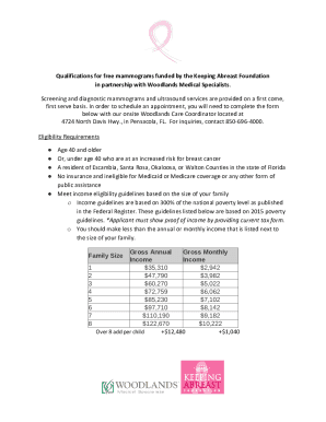 Fillable Online Free Mammogram Screenings - Breast Cancer Foundation of ...