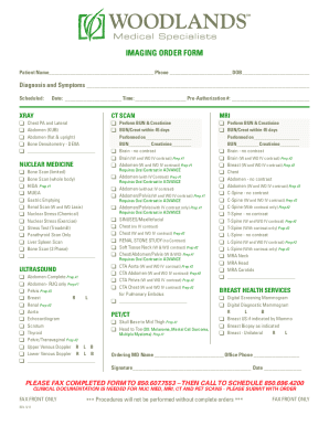 Fillable Online IMAGING ORDER FORM - Woodlands Med Fax Email Print ...