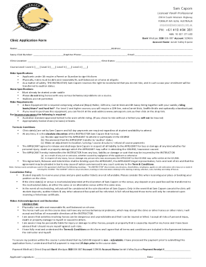 Fillable Online 2019 Clinic Application Form.docx Fax Email Print ...