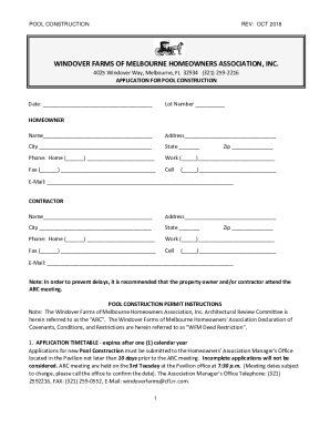 Fillable Online APPLICATION FOR POOL CONSTRUCTION Fax Email Print ...