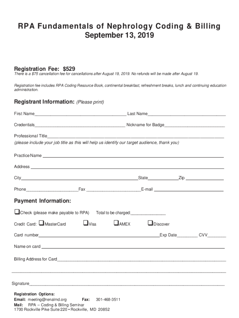 Fillable Online RPA Fundamentals of Nephrology Coding & Billing Fax ...