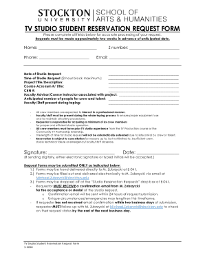 Fillable Online TV Studio Student Reservation Form FINAL with watermark ...