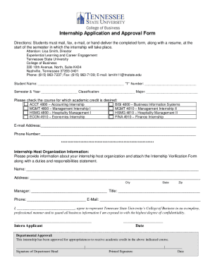 Fillable Online Internship Application and Approval Form Fax Email ...
