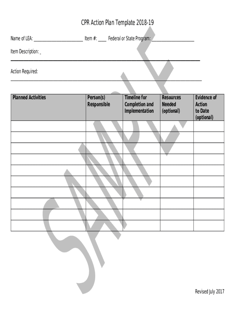 CPR Action Plan Template 2013-14. CPR Doc Template | pdfFiller