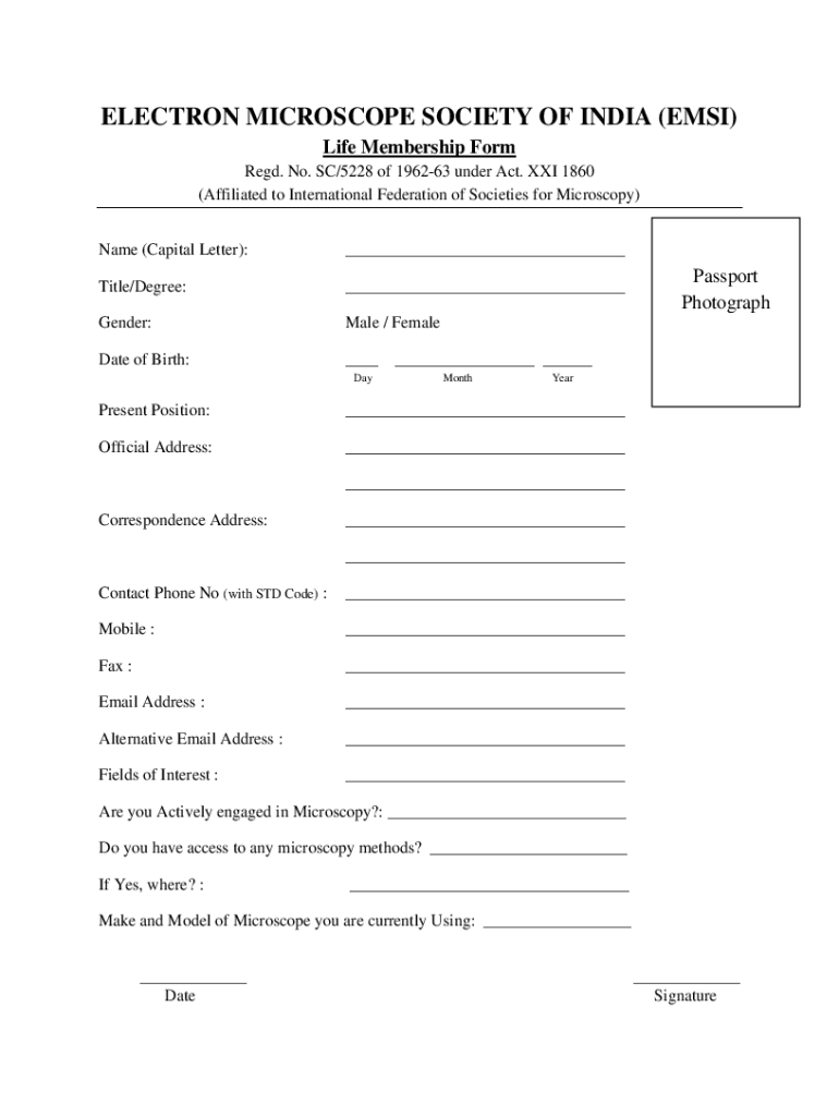 Fillable Online EMSI - Electron Microscope Society of IndiaElectron ...