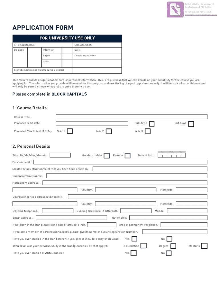 Fillable Online zums ac ith the trial version of Foxit Advanced PDF ...