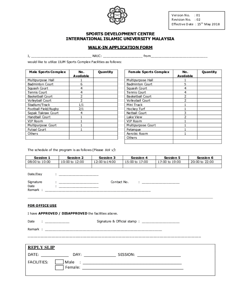 Fillable Online FACILITIES - IIUM Fax Email Print - pdfFiller