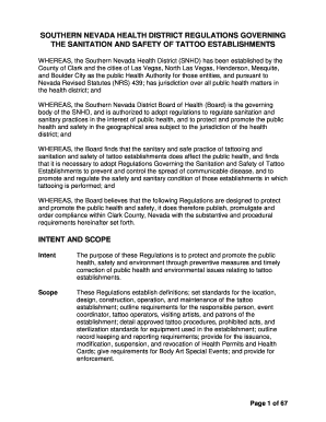 Fillable Online SOUTHERN NEVADA HEALTH DISTRICT REGULATIONS GOVERNING ...