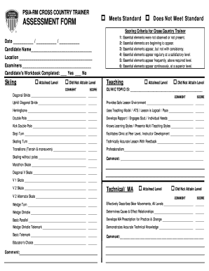 Fillable Online psia-rm PSIA-RM CROSS COUNTRY TRAINER ASSESSMENT FORM ...