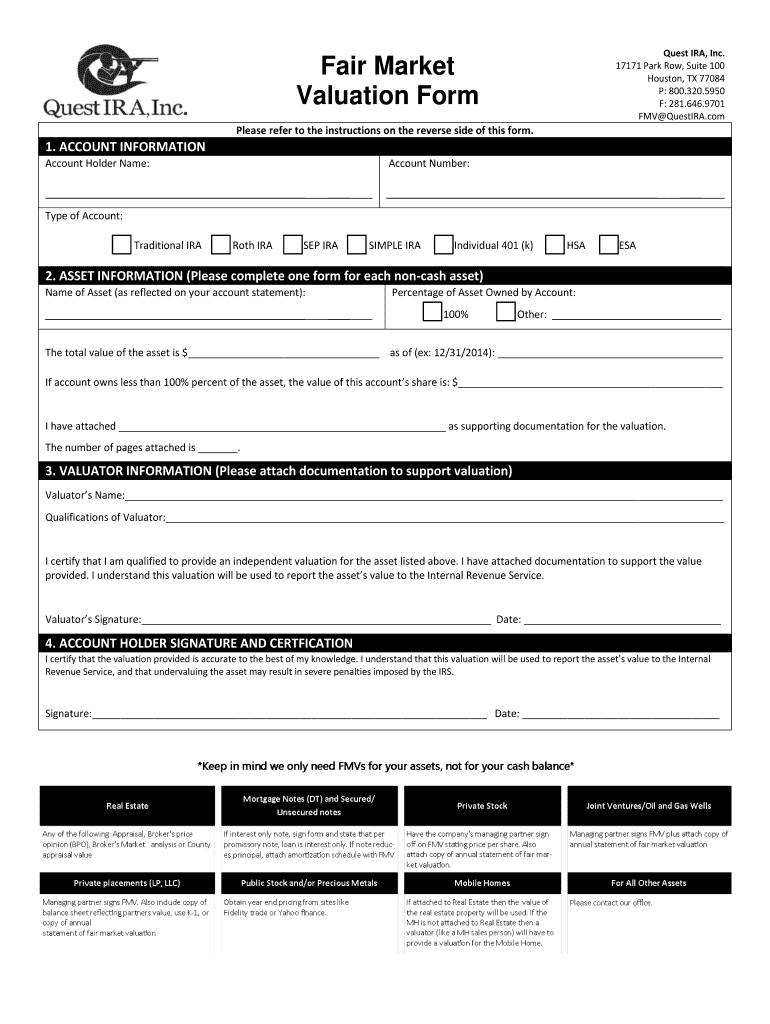 Fillable Online (See Reverse Side For Form) - Quest IRA, Inc. Fax Email ...