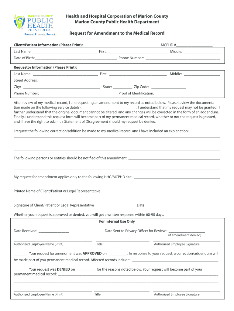 Fillable Online hhcorp Health and Hospital Corporation of Marion County Marion County ... Fax ...