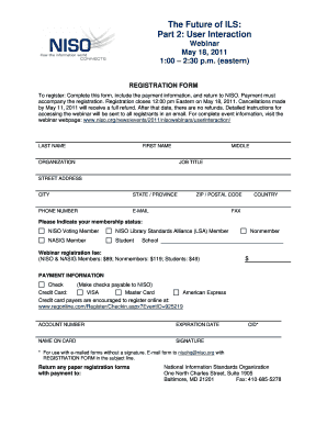 Fillable Online niso NISO Webinar Registration Form: The Future of ILS ...