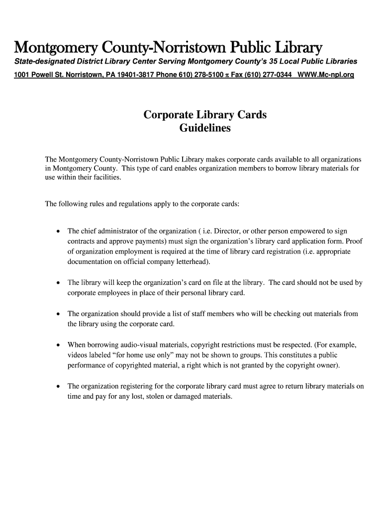 Fillable Online Corporate Card Guidelines and Printable Application ...