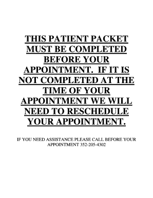 Fillable Online This patient packet must be completed before your ...