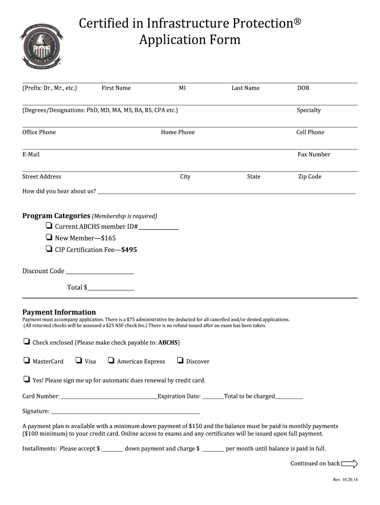 Fillable Online Certified in Infrastructure Protection Fax Email Print ...
