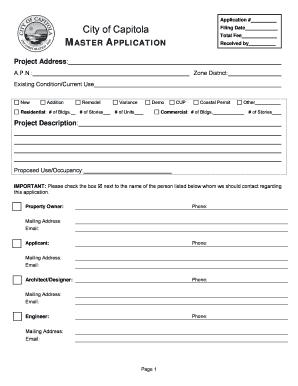 Fillable Online Master Permit Application - City of Capitola Fax Email ...